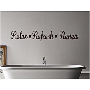 Summerjokes Relax Refresh Renew Funny Wall Sticker Decal Vinyl Sticker, Family Bathroom Toilet Spa Art Wall Decoration (199)