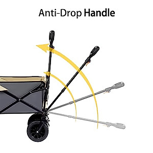 APRIVERT Heavy Duty Folding Cart with Large Capacity, All-Terrain Outdoor Cart with Big Wheels,Garden Portable Trolley & ATV, Utility Wagon for Beach,Shopping,Camping,Fishing,Beige