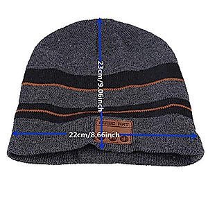 Happy-top Wireless Music Beanie Hat Winter Warm Knit Cap with Stereo Headphone Headset Speaker Mic Hands-Free for Men Women Outdoor Sports Compatible with iPhone Android Cell Phones (Black Grey)