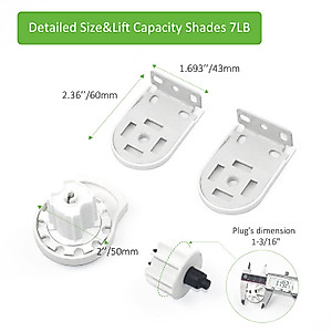 Rollerhouses Roller Shade Brackets with Mechanism Roller Shade Clutch+Skyline Mounting Brackets + End Plug for 1 1/4" Tube, White