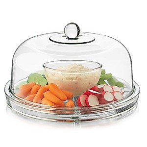 Libbey Selene 6-in-1 Multiuse Glass Server, Punch Bowl, Chip and Dip Bowl, Cake Stand