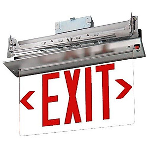 Recessed Red Edge Lit Exit Sign - Single Sided