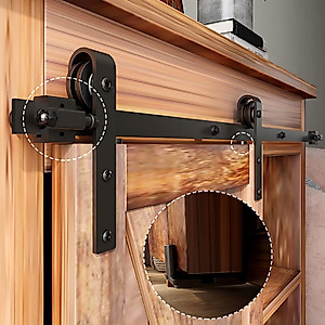 CCJH 4FT Mini Sliding Barn Door Hardware Kit Closet Cabinet 48" Track System Carbon Steel Basic Roller Hanger for Single 24" Wide Door Panel