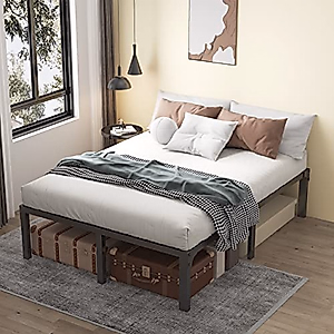 MAF 14 Inch Metal Platform King Bed Frame, Heavy Duty Black Bed Frame with Steel Slats Support, No Box Spring Needed, Noise Free, Easy Assembly