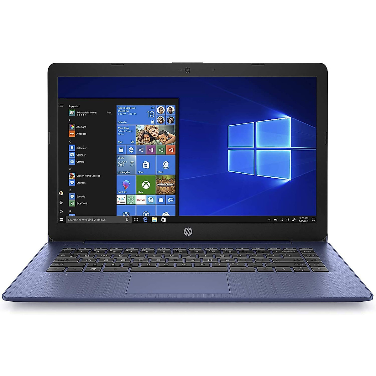 HP Stream Laptop 14-ds0010ds 14" AMD A6-9220e AMD Radeon R4 Graphics 4 GB RAM 64 GB eMMC W10 Home in S Mode BT Webcam Blue(Renewed)