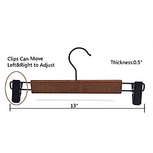 Esbuy Wooden Pants Hangers Finish with Metal Clips Natural Wood Hanger for Skirts Slacks,One Pack of 5 (Walnut)