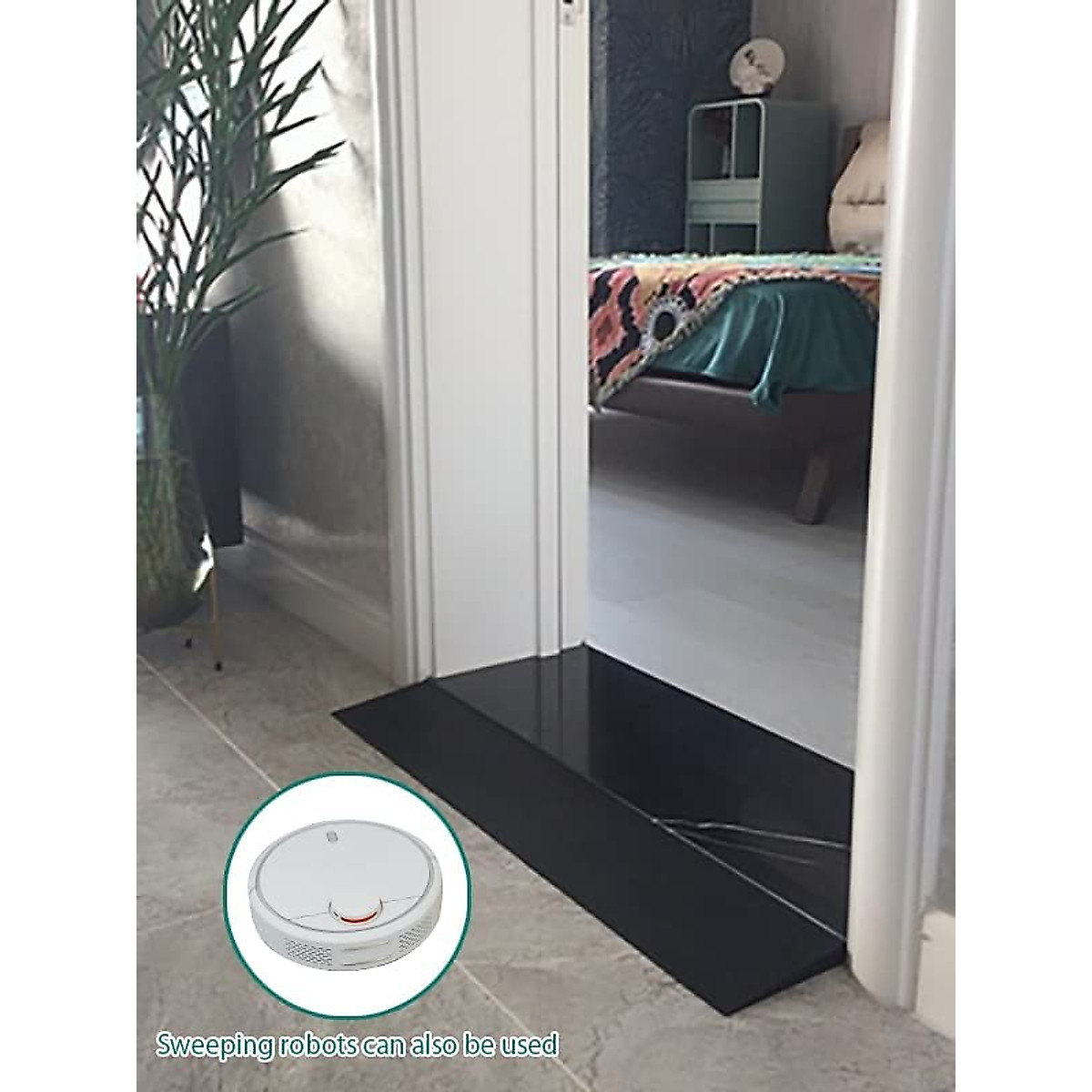 CINNYE 0.8'' Rise Solid Rubber Wheelchair Ramp,Threshold Ramp Used for Thresholds,Doorways and Bathroom (High:0.8 Inch(Pack of 1))