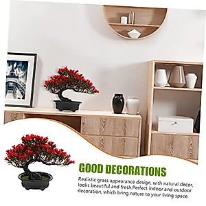 VOSAREA 2pcs Simulation Welcome Pine Faux Trees Faux Bonsai Tree Fake Tree Cactus Pots Artificial Plants Christmas Outdoor Decorations Household Pin Tree Decoration Plastic Tree Decor Red