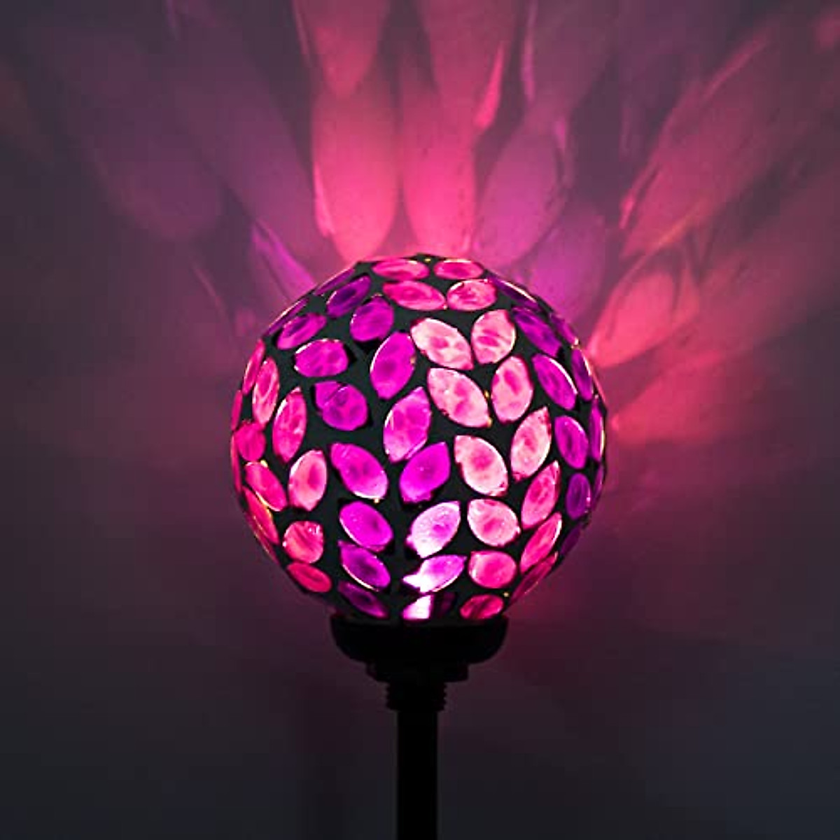 VCUTEKA Solar Path Lights Outdoor Decorative - Mosaic Solar Garden Stakes Light Waterproof LED Light for Landscape Lawn Patio Yard Driveway Decoration, Purple, 1 Pack