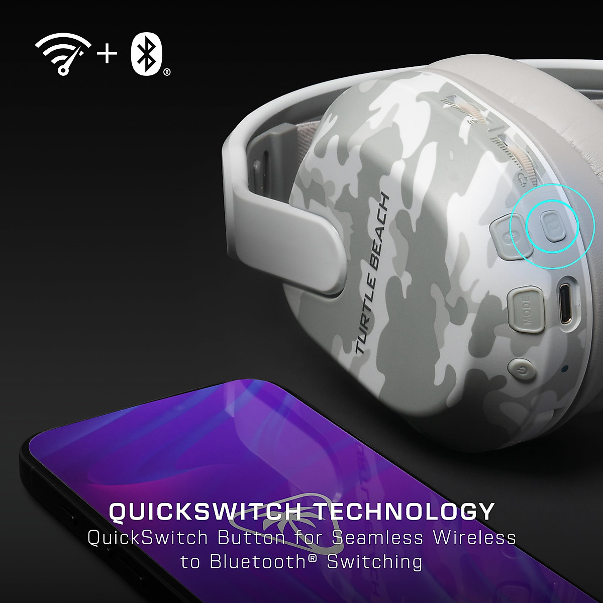 Turtle Beach Stealth 500 Wireless Gaming Headset Licensed for Xbox Series X|S, Compatible with Xbox One, Bluetooth, PC, Mobile, 40 Hr Battery, Memory Foam Cushions, Flip-to-Mute Mic – Arctic Camo