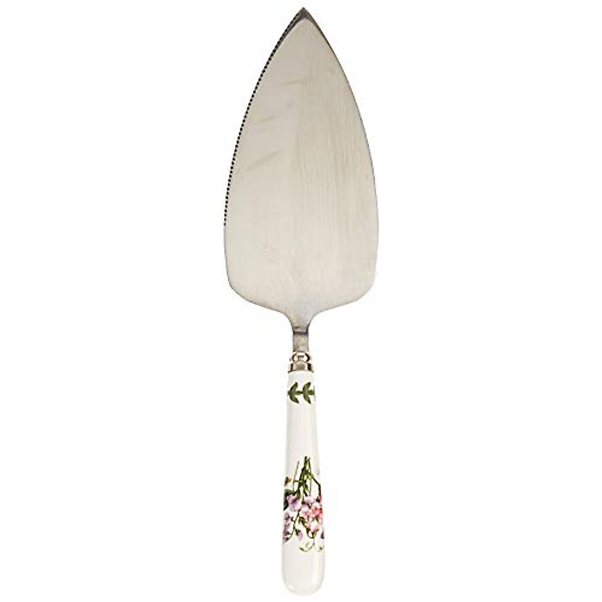 Portmeirion Botanic Garden Footed Cake Plate with Server | 10 Inch Cake Plate with Sweet Pea Motif | Made from Porcelain | Dishwasher and Microwave Safe