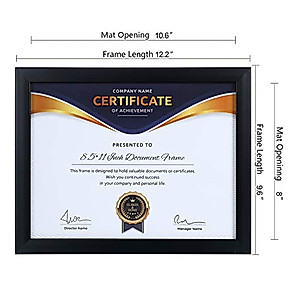 ELSKER&HOME 8.5x11 Picture Frame - Certificate Document Frame 6 Pack with Semi-Tempered Glass - Black Sturdy Wood Composite Award Diploma Frame - Includes Hanging Hardware and Desktop Easel