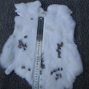 Natural Spotted Color Rabbit Fur Pelt Hide(10" by 12" with Sewing Quality Leather) - Soft Professionally Tanned 1PCS