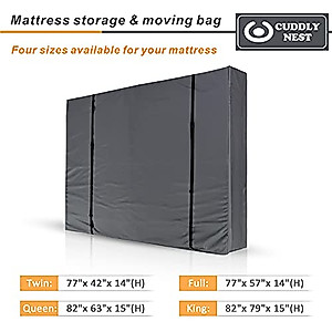 Waterproof Mattress Storage Bag for Moving and Storage - Reusable Heavy Duty Canvas Mattress Bag with Zipper and Lifting & Moving Straps (Gray, Twin)