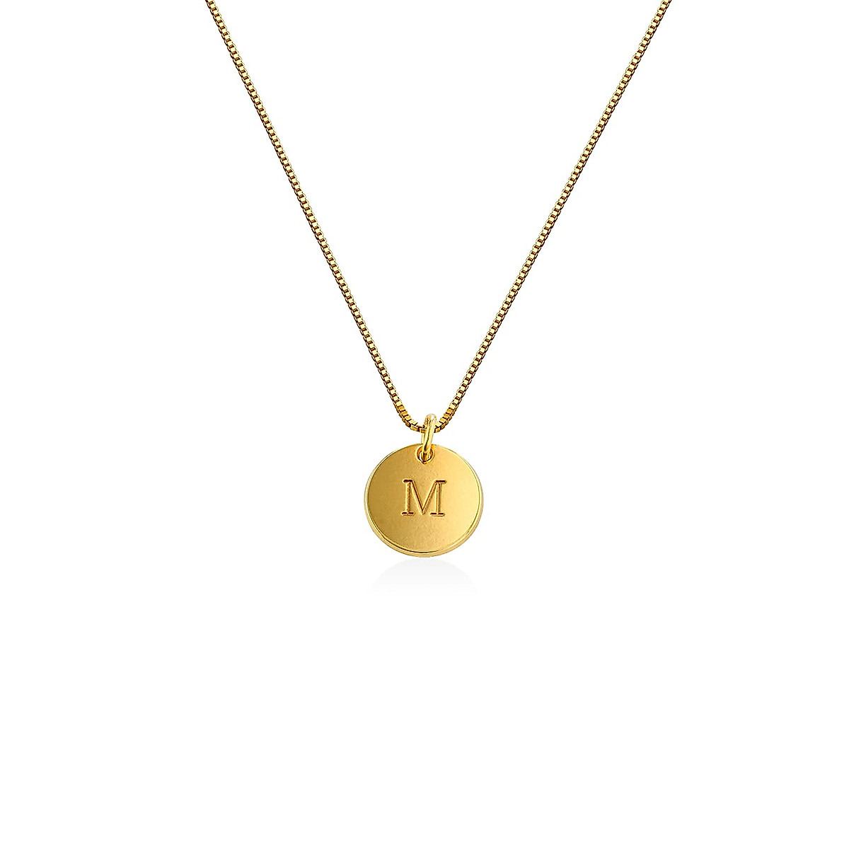 Oak&Luna - Willow Disc Initial Necklace for Women in Sterling Silver 925 / Gold Plating - Personalized Customized Tag Letter Pendant Dainty Chain Charm Jewelry Gift for Her (18k Gold Vermeil)