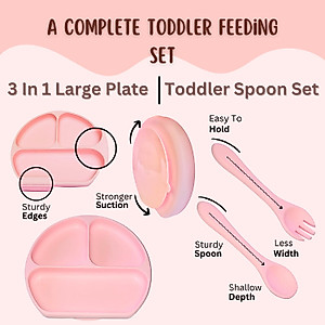 TinyTots Silicone Baby Feeding Set 13 pcs with BLW Recipes. Baby Plates and Bowls Set, Baby & Toddler Spoons Set, Sippy Cup & Lid, Silicone Bib, Baby Toothbrush (6+ Months)