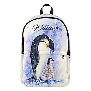SunFancy Two Royal Penguins Personalized Casual Backpack Unisex Travel Daypack for Teen Adult Boys Girls