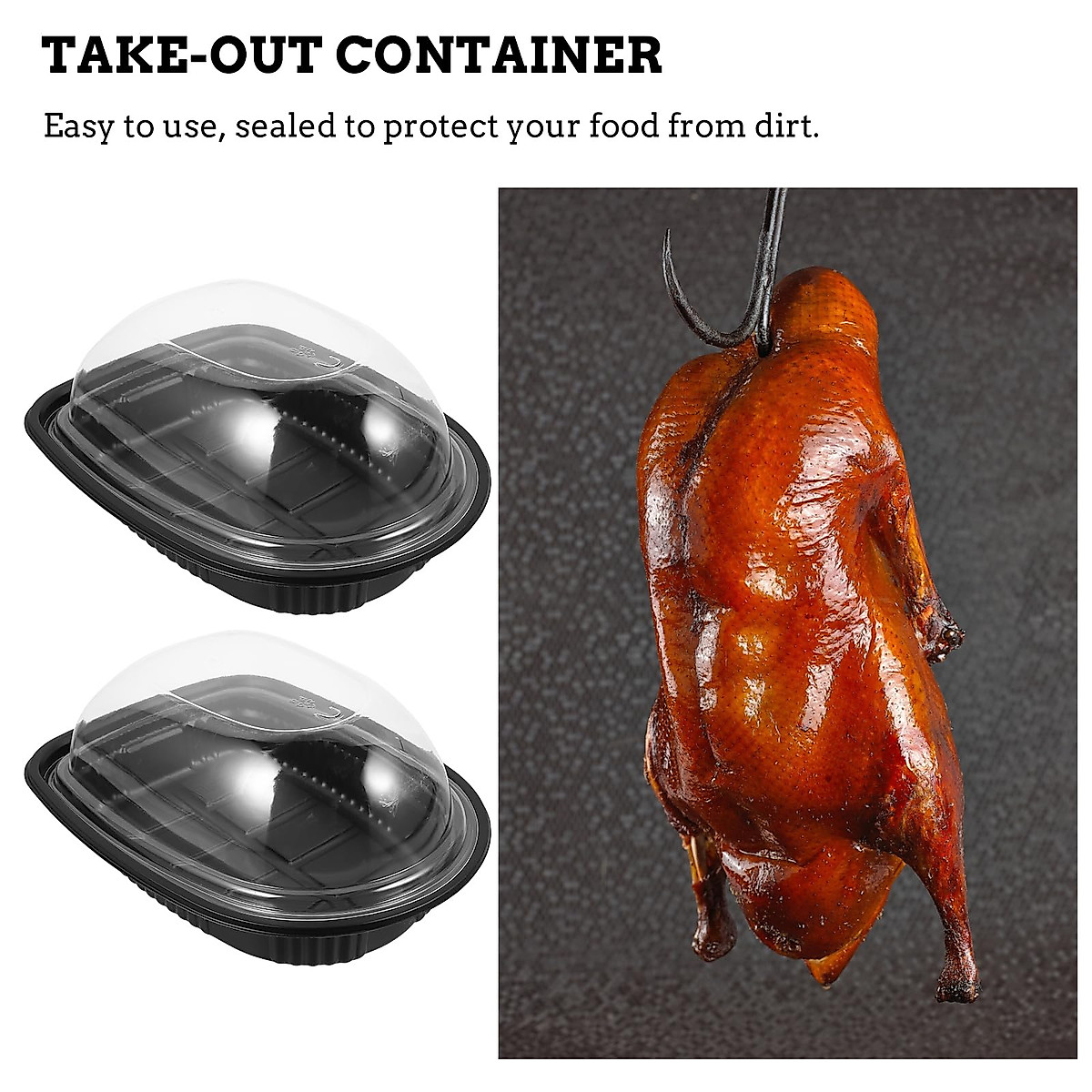 DOITOOL 20PCS Rotisserie Chicken Roaster Container with Lids - Plastic Disposable Take out Containers Carrier with Clear Dome Lid