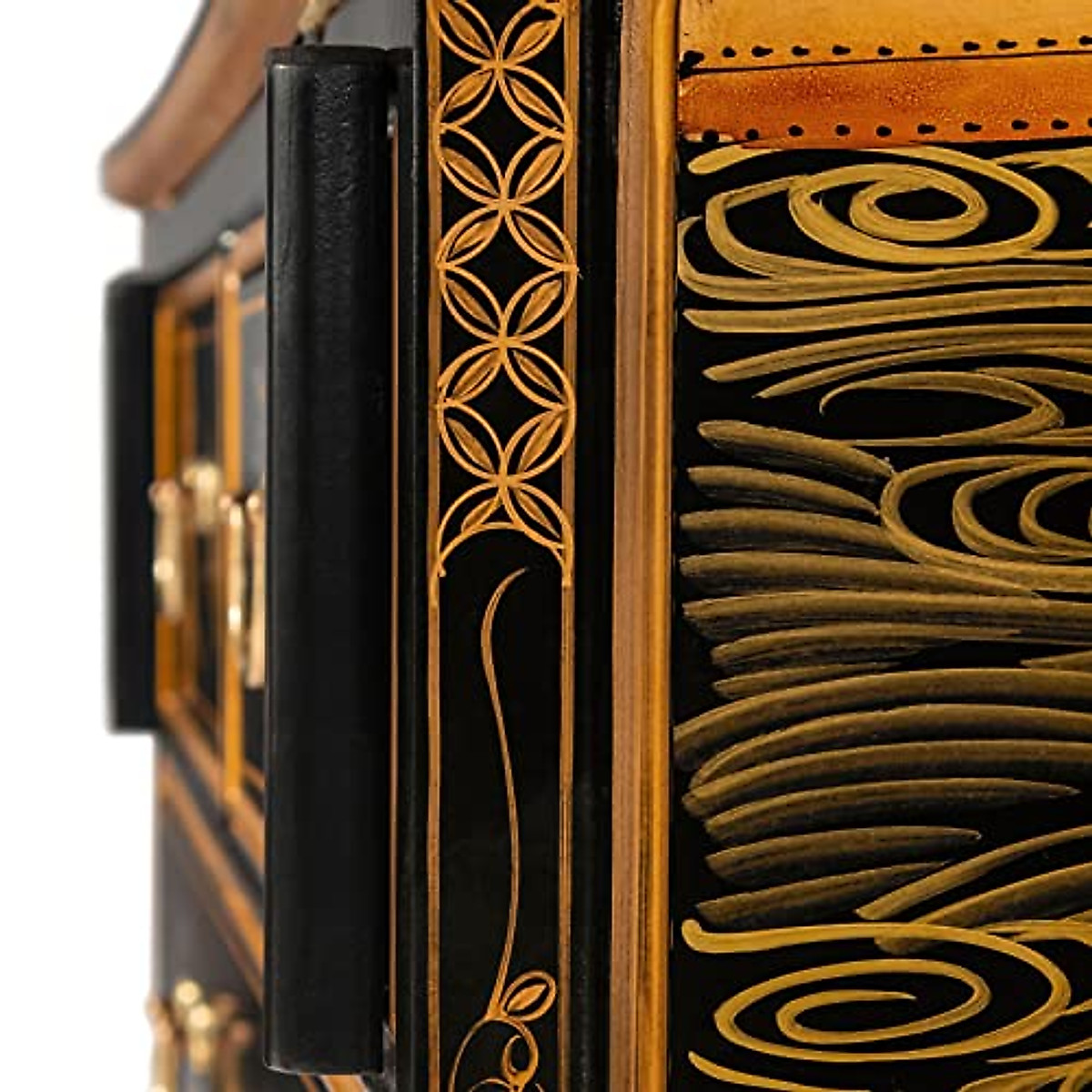 Red Lantern Hand Crafted Artisanal Black Lacquer Secretary Desk - Ching Ming