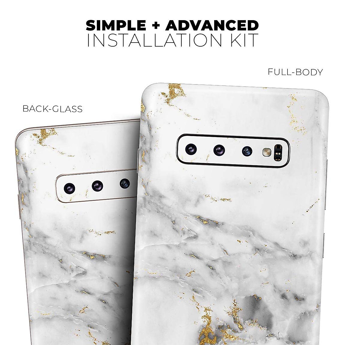 DesignSkinz Marble & Digital Gold Foil V8 Protective Vinyl Decal Wrap Skin Cover Compatible with The Samsung Galaxy S20 (Screen Trim & Back Glass Skin)