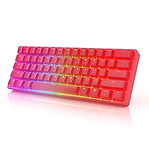 HK Gaming GK61 Mechanical Gaming Keyboard 60 Percent | 61 RGB Rainbow LED Backlit Programmable Keys | USB Wired | for Mac and Windows PC | Hotswap Gateron Optical Blue Switches | Red