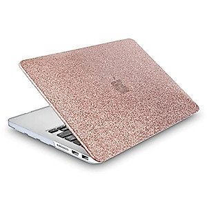 KECC Laptop Case for MacBook Air 13" w/ Keyboard Cover Plastic Hard Shell Case A1466/A1369 2 in 1 Bundle (Rose Gold Sparkling)