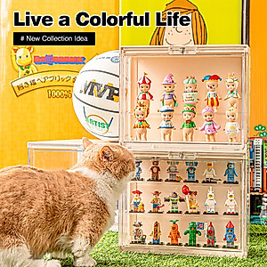 GOTO 2Packs Clear Assemble Display Boxes, Display Storage Cases, Stackable Show Cases for Pop Mart, Action Figures, Lego, Collectibles, Toys, Cosmetics (2 Boxes with 4 Partitions)