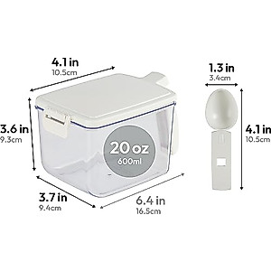 carrotez 2 Pack Airtight Spice Containers with Labels and Spoons, Food Storage Containers for Herbs, Coffee, Seasoning Organization, BPA free - White