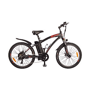 DJ Mountain Bike 750W 48V 13Ah Power Electric Bicycle, Matte Black, LED Bike Light, Fork Suspension and Shimano Gear