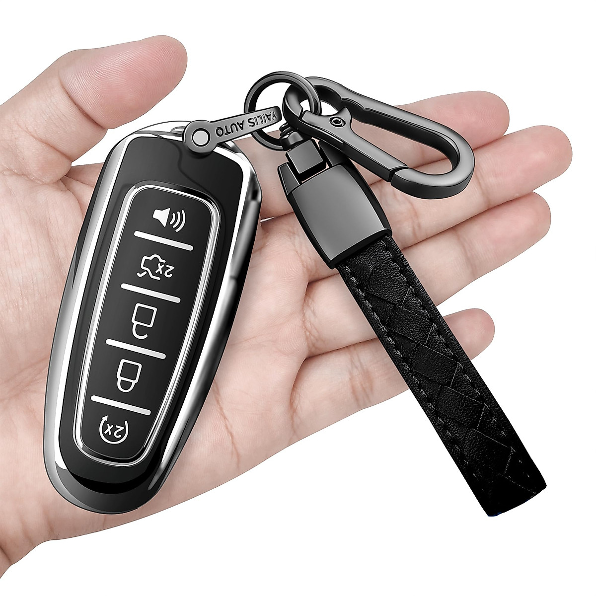 Sindeda for Ford Key Fob Cover with Keychain Soft Full Protection Key Shell Key Case Compatible with Ford C-Max Edge Escape Expedition Explorer Flex Focus Taurus Lincoln MKS MKT MKX Navigator (Silver)