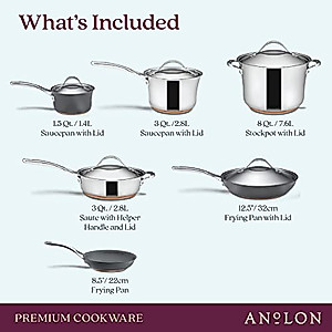 Anolon Stainless Steel & Hard Anodized Aluminum, Cookware Set (11 Piece)