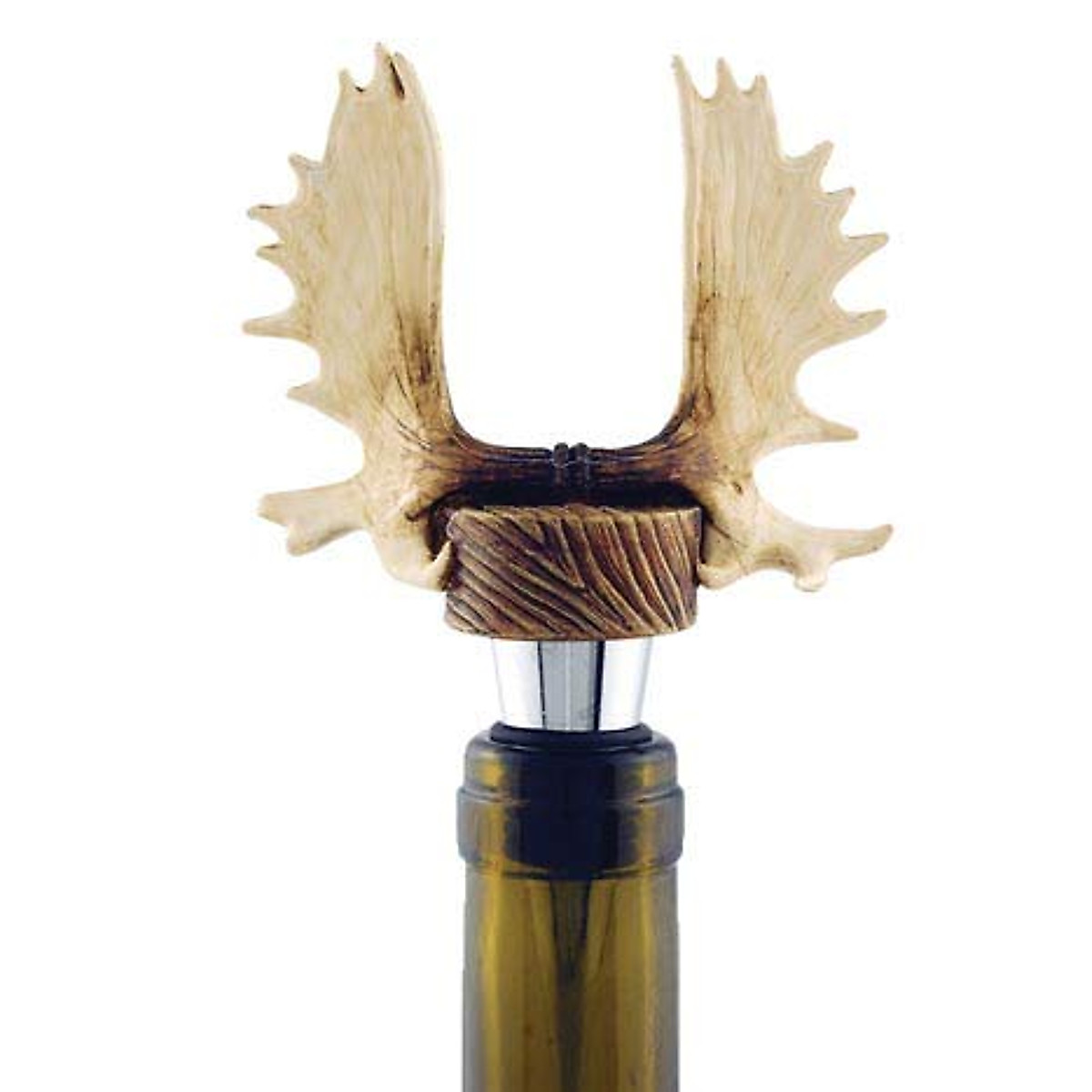 Moose Antler Figure Figurine Wine Stopper Bottle Topper, Collectible Lodge Cabin Decor, 3.5"