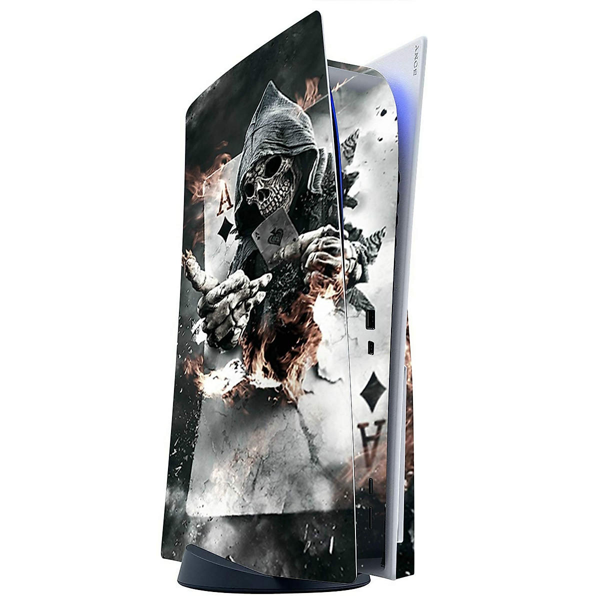 ITS A Skin Skins Compatible with Sony Playstation 5 Console Disc Edition - Protective Decal Overlay Stickers wrap Cover - Ace Diamonds Grim Reeper Skull