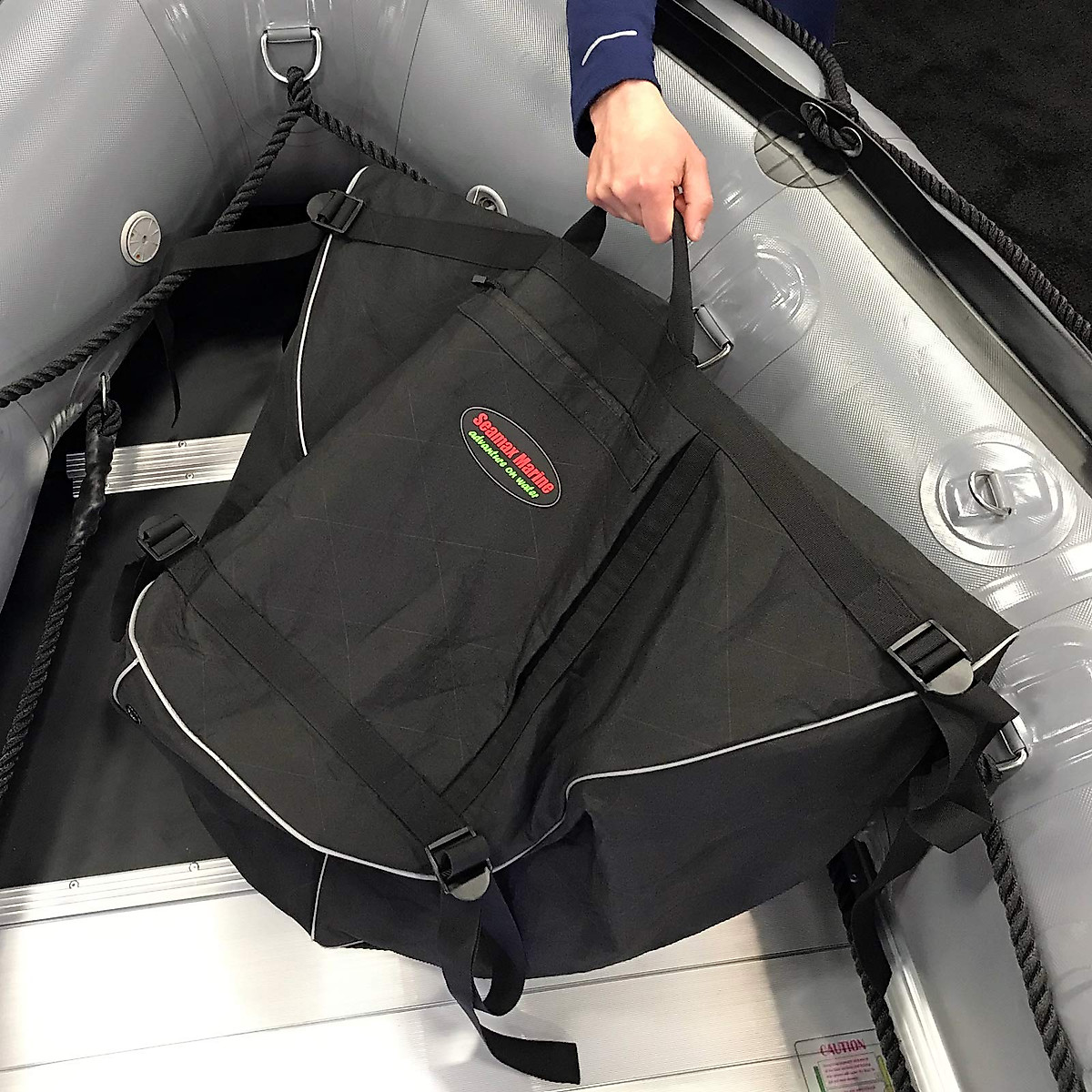 Seamax Sunlitec Front Accessory Storage Bow Bag for Inflatable Boat, with Reflective Line - Size C for 15-20ft Boat