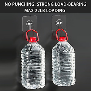 Generic 20 Pack Wall Hooks for Hanging, 22 lb Heavy Duty Self Adhesive Hooks, Transparent Waterproof Sticky Hooks for Home Kitchen Bathroom Keys Office Outdoors