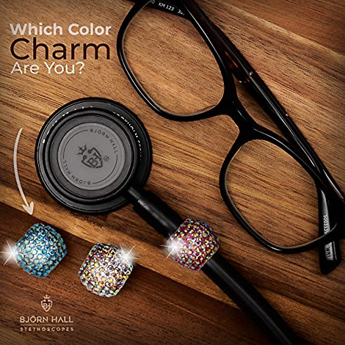 BJÖRN HALL Stethoscope Cardiology Charms for Nurses - Pink | Stand Out- Bling Stethoscope Charms | Fits littman Cardiology MDF Adscope | Gift for- Nurse Veterinary RT| Rose Gold - Rubylicious Crystal