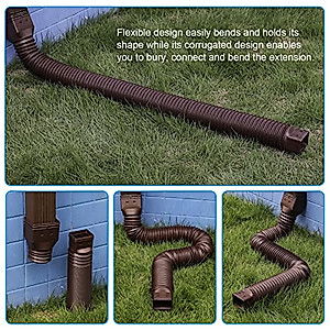 Plusgutter Brown 2-Pack Rain Gutter Downspout Extensions Flexible, Drain Downspout Extender,Down Spout Drain Extender, Gutter Connector Rainwater Drainage,Extendable from 21 to 68 Inches.
