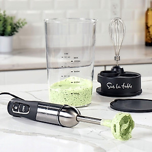 Sur La Table Immersion Blender with Whisk & Storage, Silver