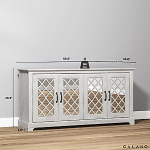 Galano Millicent 65 Inch TV Stand with Storage, Entertainment Center for Living Room, Boho Decor, Cabinet Organizer, 15.7" D x 59.1" W x 29.3" H, Dusty Grey Oak