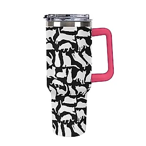 Cute Cats 40oz Water Bottle Double Wall Insulated Tumbler with Handle Leakproof Travel Mug Light Rose Red-style