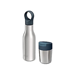 Joseph Joseph Refill Reuse Repeat 2-piece Travel Mug & Bottle Set, Stainless Steel, reusable coffee cup and insulated thermal bottle