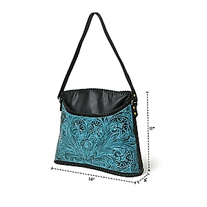 ADYAN Leather Handmade Shoulder Hobo Bags for women Western Hand-tooled Floral Carving Bag Purse