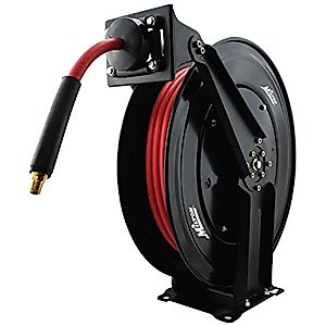 Milton 2760-50D - Steel Dual Arm Auto-Retractable Air Hose Reel, 3/8" x 50 ft. Rubber Hose - 300 Max PSI , Black