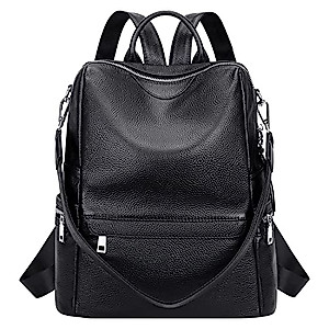 ALTOSY Leather Backpack for Women Elegant Genuine Backpack Purse Ladies Leather Shoulderbag （S80 Black）