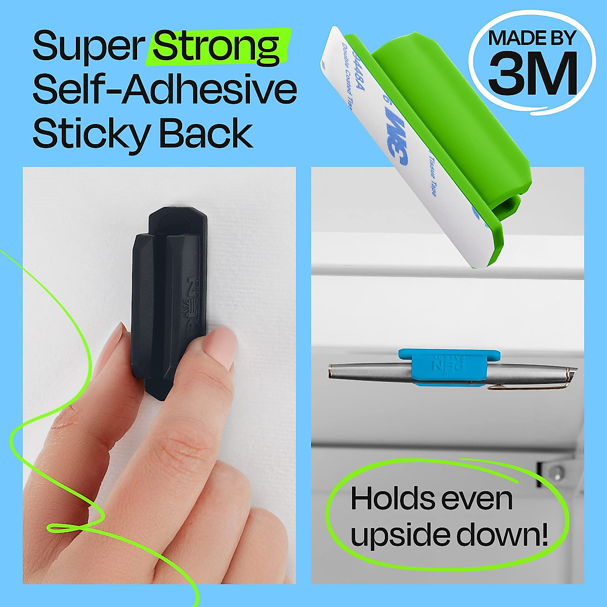 PEN PATROL Pen Holder Set of 10, Adhesive Pen Holder for Desk or Any Surface, Pencil Holder & Marker Holder, Teacher Supplies for Classroom and Office Desk Accessories