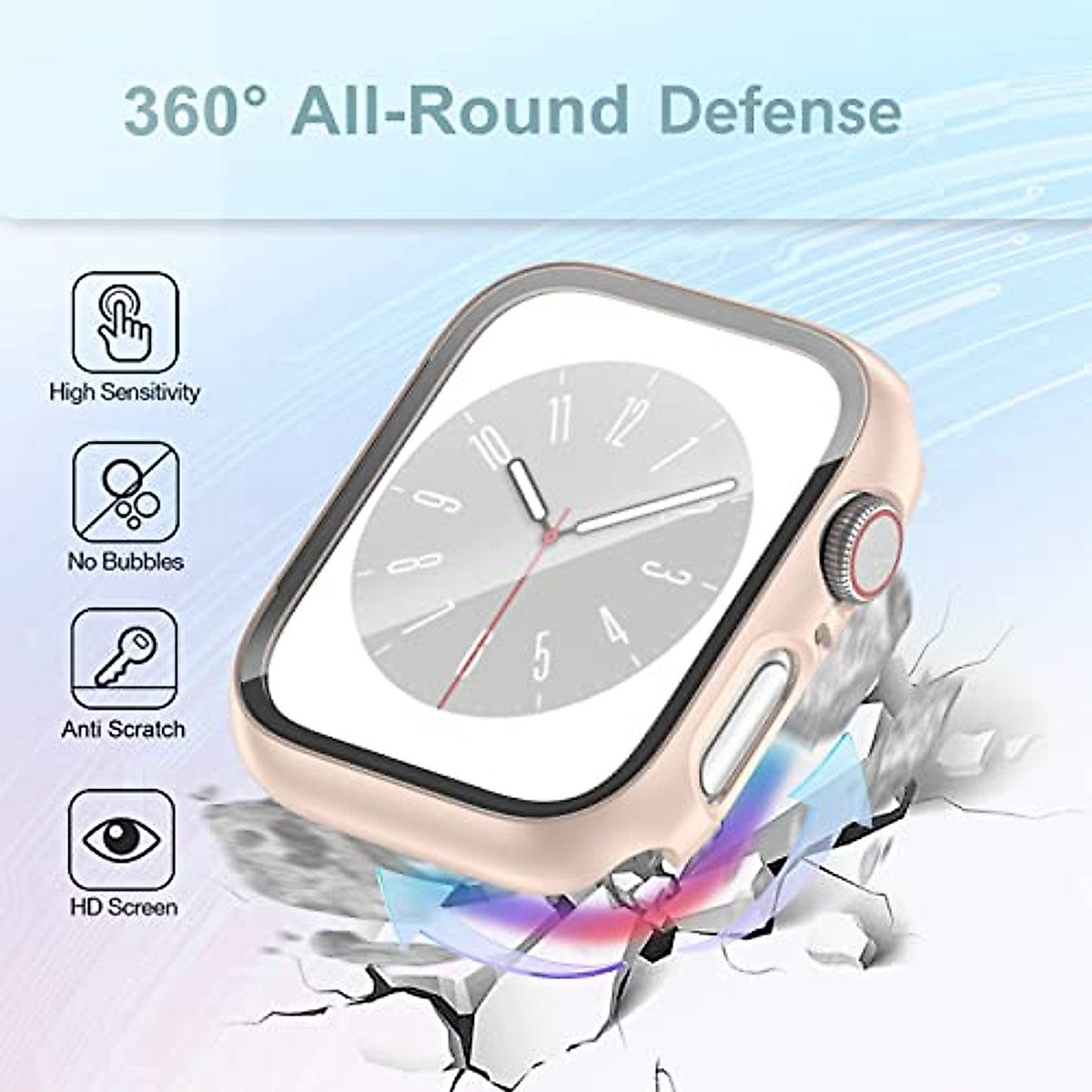 [3 Packs] Case for Apple Watch 40mm SE Series 6 Series 5 Series 4 with Tempered Glass Screen Protector,Hard PC Protective Bumper and Ultra-Thin Face Cover for Iwatch SE/6/5/4 40mm(3 Colors)
