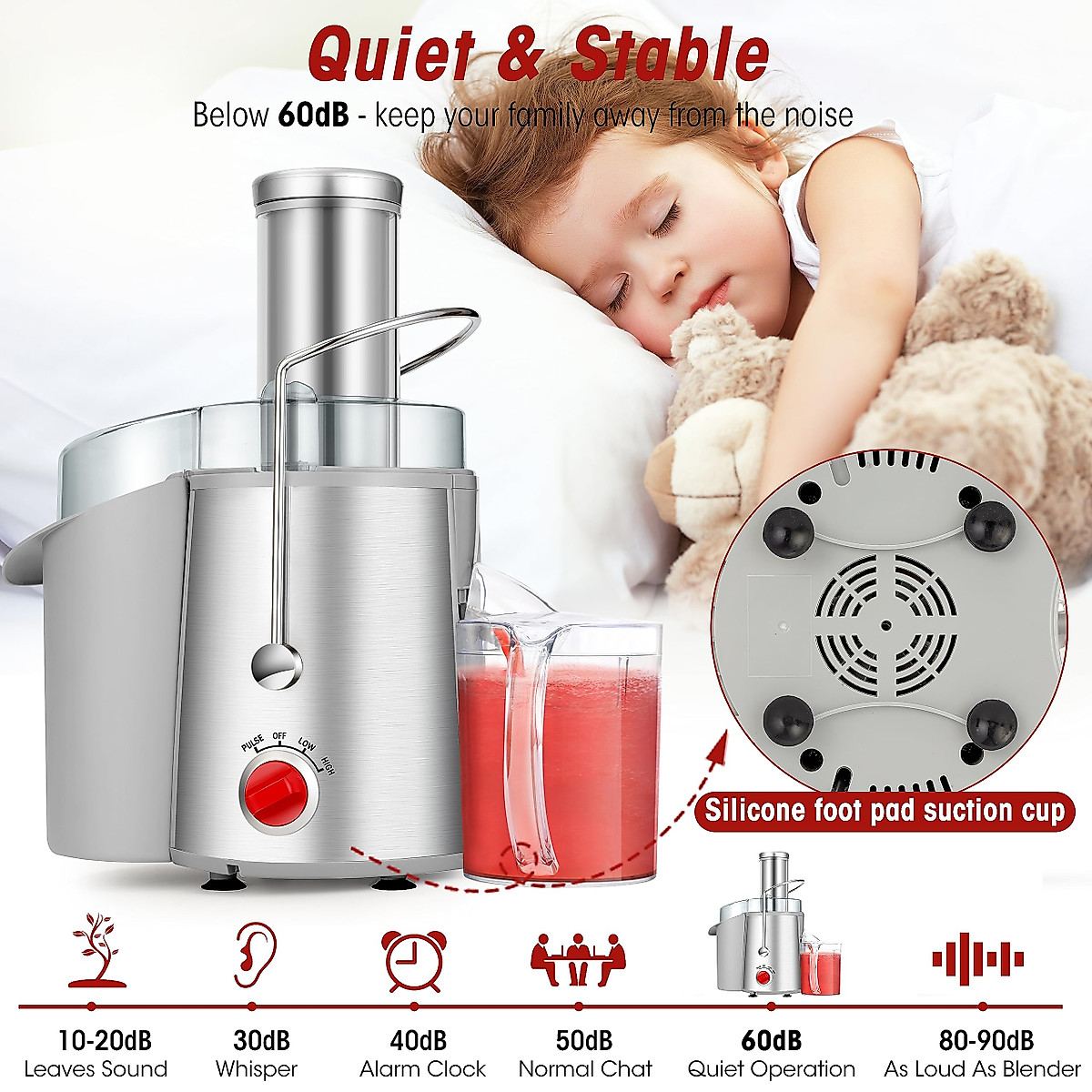 1200W 3 Speeds Centrifugal Juicer Machines Vegetable and Fruit, Regenerate Juice Extractor with Big 3" Wide Mouth, Compact Juice Maker, Easy to Clean, High Juice Yield, BPA Free, Silver