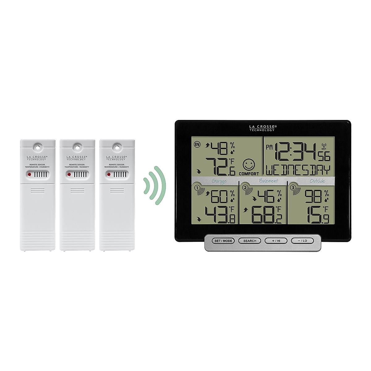 La Crosse Technology 308-1412-3TX-INT Wireless Weather Station (Including 3 Sensors) , Black