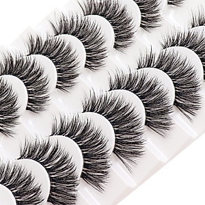 Veleasha Lashes Natural Look False Eyelashes 8 Pairs Pack Wispy Lashes with Clear Band 3D Fake Eyelashes | Style 04