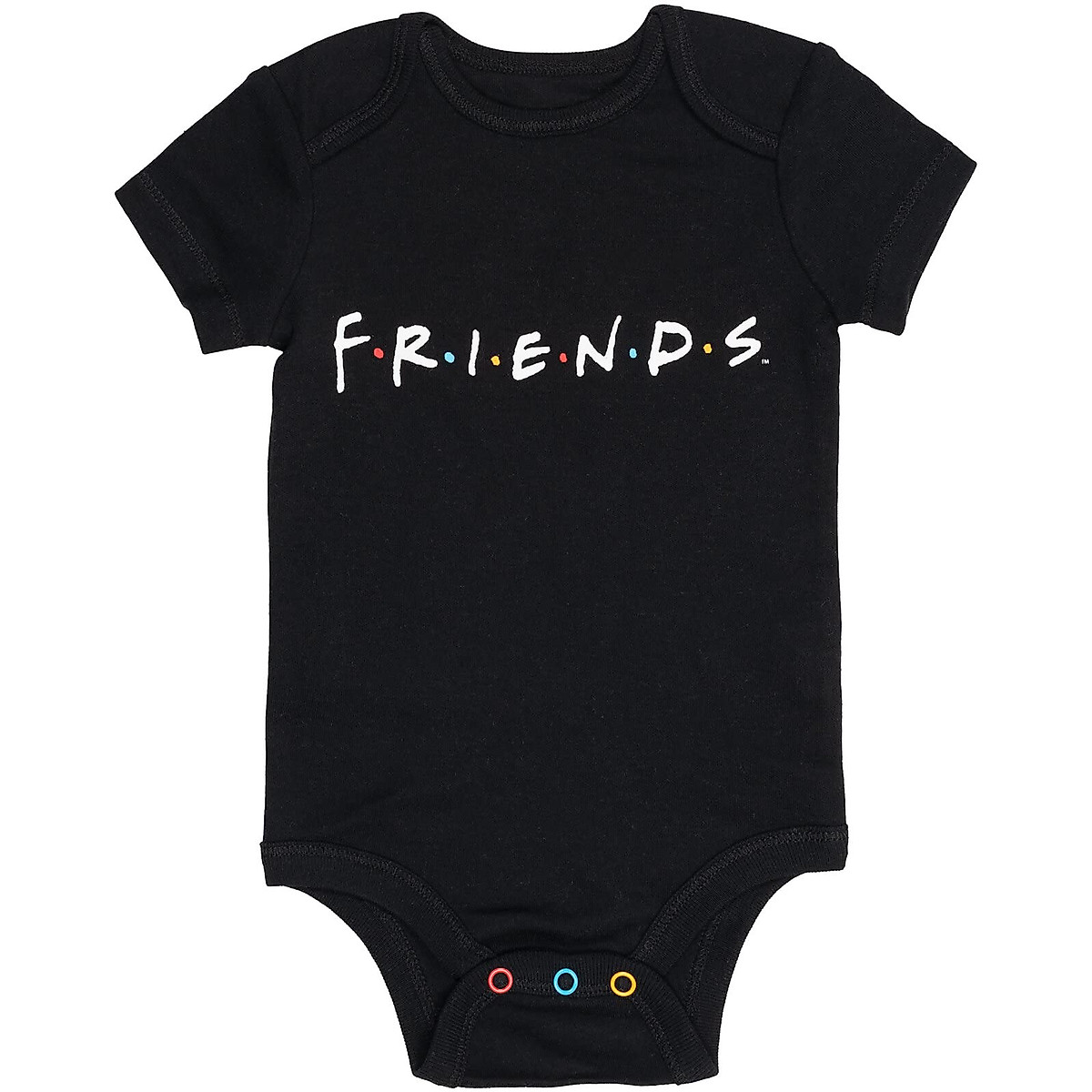 FRIENDS Baby Boys 3 Pack Short Sleeve Bodysuit Grey/Black/White 0-3 Months